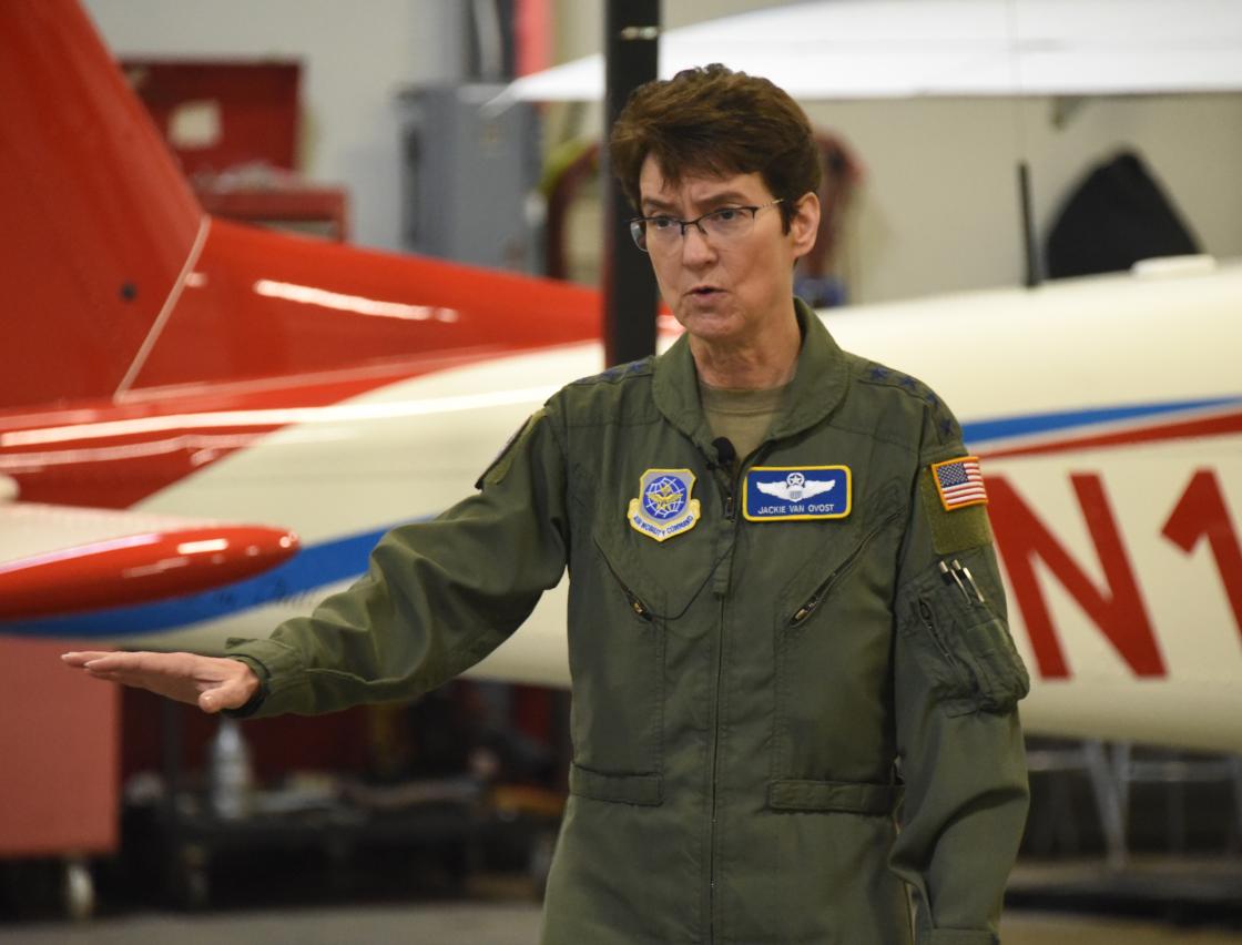 Gen. Jacqueline Van Ovost visits Del State Aviation Program | Delaware ...