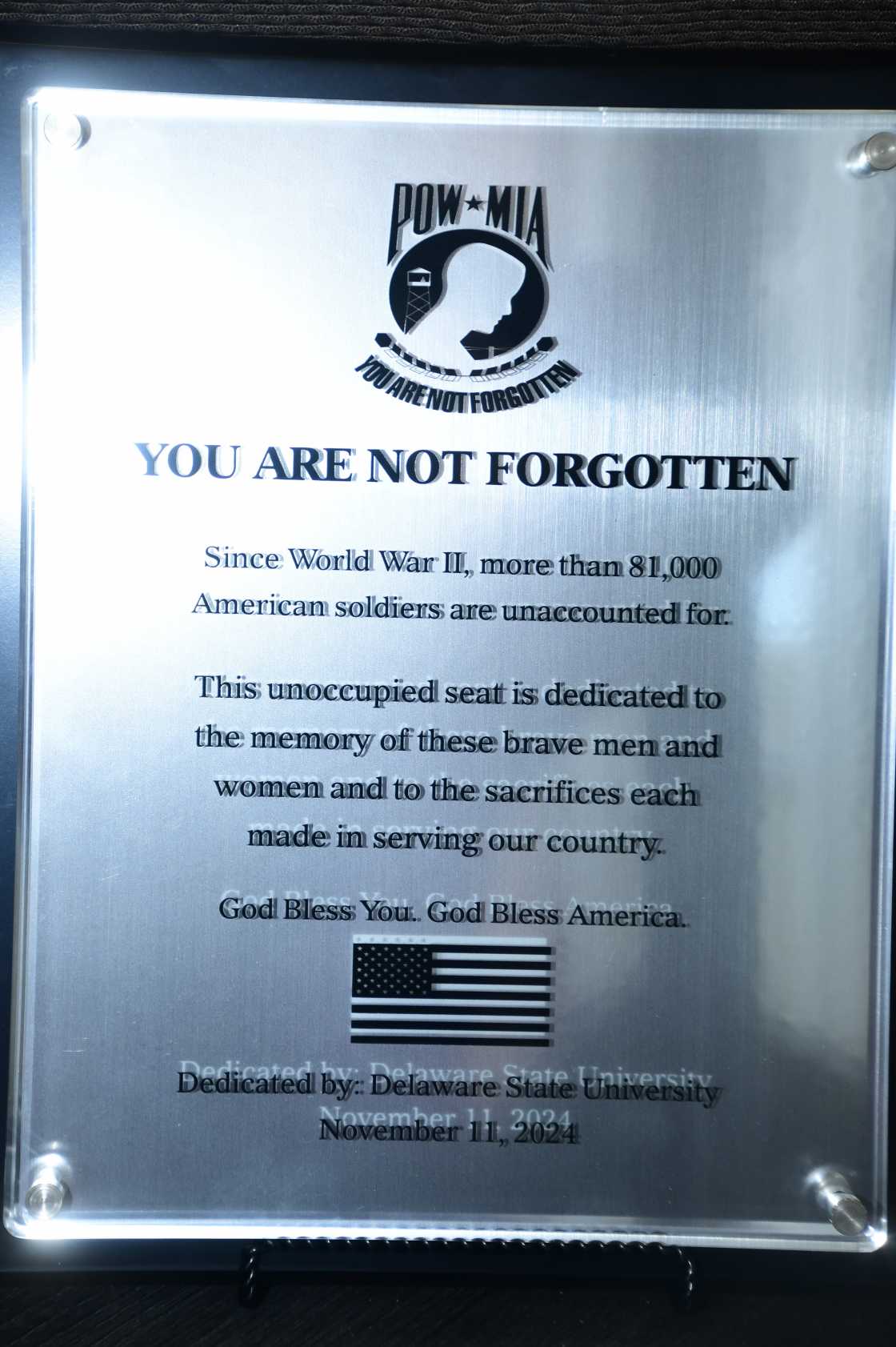 POW-MIA Chair of Honor Dedicated in DSU Admin Building | Delaware State